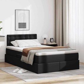 Postel s úložným prostorem a matrací s čelo Černá 120 x 190 cm 3370385
