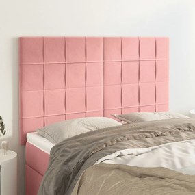 Čelo postele růžové 144x5x118/128 cm sametové 3116385