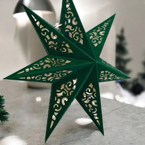 Vánoční papírová hvězda sedmicípá STARLET DELUXE 45 cm, zelená