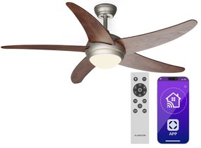 Klarstein Bolero 2 v 1 Smart, stropní ventilátor, Ø 132 cm, světlo 55 W, dálkové ovládání, ovládání přes aplikaci, dvousměrný provoz