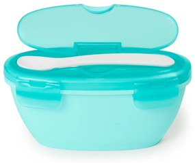 SKIP HOP Miska se lžičkou v ochranném pouzdře Easy Serve Teal 240 ml, 3m+