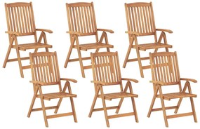 Sada 6 dřevěných zahradních skládacích židlí z akátového dřeva JAVA Beliani