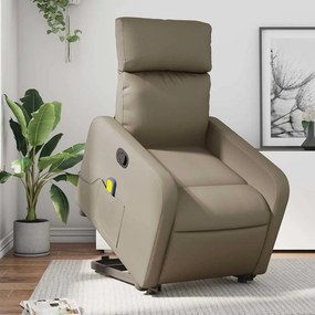 Zvedací masážní polohovací křeslo cappuccino umělá kůže 3206762