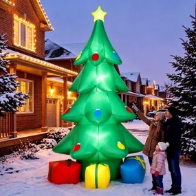 Outsunny Nafukovací vánoční strom 300 cm s LED světlem RGB hvězda, dárkové krabice, XXL IP44 voděodolný pro vánoční oslavy