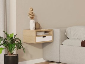 Benlemi Dřevěný závěsný noční stolek ve scandi stylu HYLLE bílý Zvolte kvalitu dřeva: 1. Dubový masiv třídy A