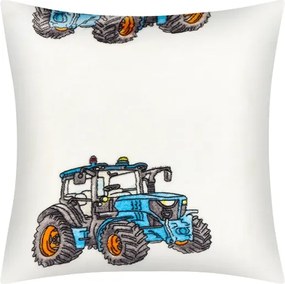 Bellatex Polštářek ELLÍK dětský motiv 35x40 cm Traktor Modrá,Šedá,Bílá