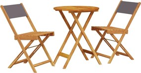 3dílný bistro set antracitový textil a masivní dřevo 3281749