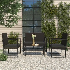 vidaXL Zahradní lavice s poduškami černá 106 cm polyratan
