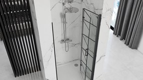 Rea Molier, skládací sprchové dveře 90x190cm do otvoru, 6mm čiré sklo, černý profil, KPL-K1538