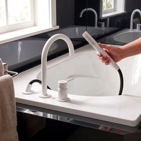 Rea Lungo, 3-otvorová vanová baterie s ruční sprchou, 275 mm, bílá, REA-B2261