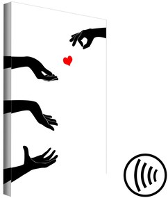 Obraz Srdce na dlani (1-dílný) - černobílá láska odrážená v gestech