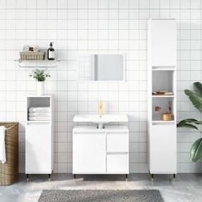 3dílný set koupelnového nábytku lesklý bílý kompozitní dřevo,  3190215