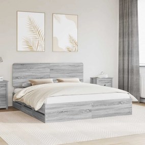 Rám postele s čelo Šedá Sonoma 200 x 200 cm Inženýrské dřevo 3412565