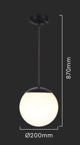LED Solution Černo-opálový závěsný lustr pro žárovku E27 IP44 11825