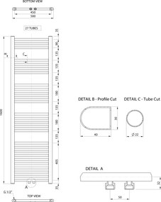 Aqualine ALYA otopné těleso rovné 500 x 1600 mm středové připojení chrom LLS304