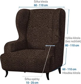 Bielastické potahy CRISTINA tabáková křeslo ušák (š. 60 - 110 cm)