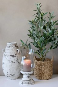 Šedý antik dekorační svícen Frejus - Ø 14*20 cm