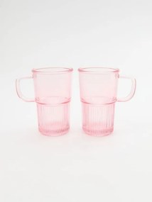Sinsay - Žebrované skleněné hrnky 2 kusy - růžová