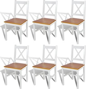 vidaXL Jídelní židle 6 ks borové dřevo [271498] Barva: Bílá a béžová