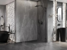 Mexen, Mexen Lunar L sprchová stěna pravá 110 x 200 cm, průhledná 8 mm, černá - 830L-110-000-70-00-P