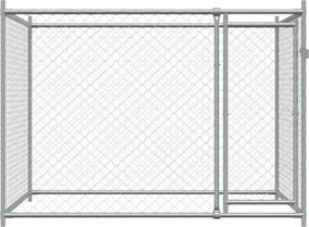 Klec pro psy s dvířky šedá 2 x 2 x 1,5 m pozinkovaná ocel 172562