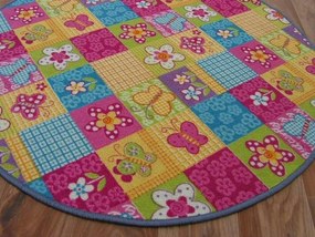Dětský kulatý koberec Butterfly & Flowers barevný
