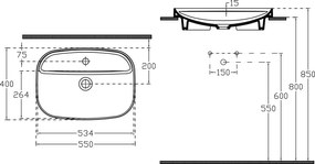 Isvea Isvea, INFINITY keramické umyvadlo zápustné, 55x40cm, bílá, 10NF50055