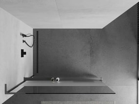 Mexen Kioto+ L, sprchová zástěna Walk-In s poličkou a věšákem 100 x 200 cm, 8mm čiré sklo-námraza, grafitový profil, 800-100-123-95-35