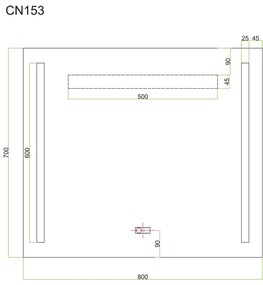 Mereo Mereo, Zrcadlo 80x70 cm s LED osvětlením, CN153