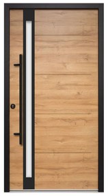SplenDoor Vchodové dveře Thermodoor PLUS SP30A, 90 L, rozměr vč. zárubně: 1000 × 2100 mm, ocel, levé, dub Natur, prosklené
