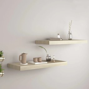 Plovoucí nástěnné police 2 ks dub 60 x 23,5 x 3,8 cm MDF 323875