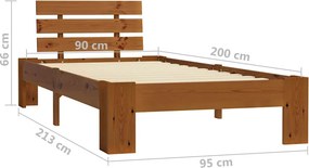 Rám postele medově hnědý masivní borovice 90 x 200 cm 283178
