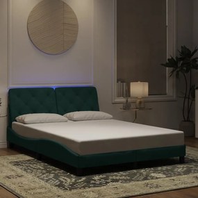 Rám postele s LED bez matrace tmavě zelený 120 x 200 cm samet 3213846