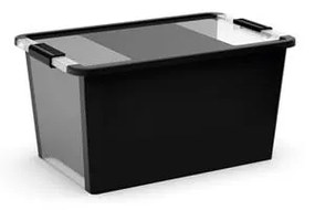Černý plastový úložný box s víkem 55x35x28 cm Bi-Box L – KIS