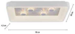 LED stropní svítidlo Vertigo, CCT, 90x60 cm, bílá