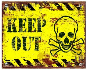 Černo-žlutá nástěnná kovová cedule Keep Out – 33x1x25 cm