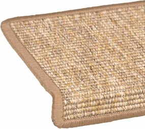 Schodové rohože 15 ks 65 x 21 x 4 cm světle hnědé s obdélníkovým okrajem 326910