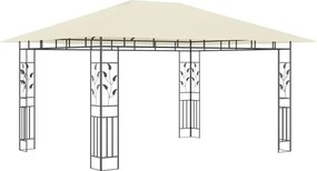 vidaXL Altán s moskytiérou a světelnými LED řetězy 4x3x2,73 m [3070315] Barva: krémová