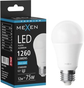 Mexen Nova, LED žárovka E27, A60, 12W, studená - 6500K, 1260 lm - L100-E27-1265-01