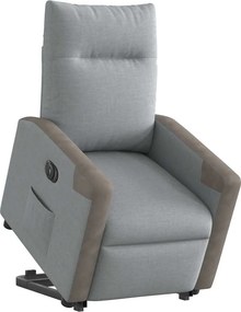 Elektrické zvedací polohovací křeslo světle šedé textil 3324100