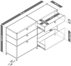 Tchibo - Kovová komoda »Cn3« se 6 zásuvkami - barva: bílá