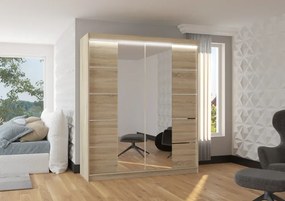 Posuvná skříň se zrcadlem a LED osvětlením TRAVES 180