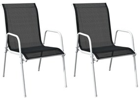 Stohovatelné zahradní židle 2 ks ocel a textilen černé 313070