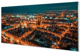 Obraz na skle Noční panorama Gdaňsku kostela 125x50 cm