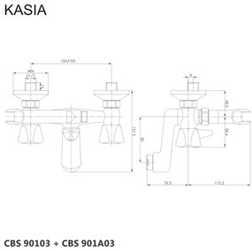 Mereo Kasia vanová nástěnná baterie 150 mm bez příslušenstvíí mosaz chrom CBS90103