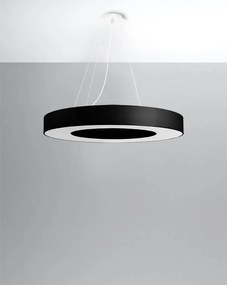 Závěsné svítidlo Saturno Slim, 1x černé textilní stínítko, (bílý plast), (fi 70 cm)