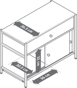 Tchibo - Komoda »Grade« se zásuvkou a posuvnými dvířky - barva: bílá