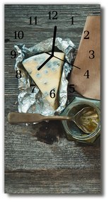 Nástěnné hodiny vertikální Kuchyně. Šedý sýr