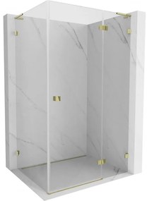 Mexen Lunar, L výklopný sprchový kout pravý 100 x 80 cm, 8mm čiré sklo, zlatý profil, 834L-100-080-50-00-P