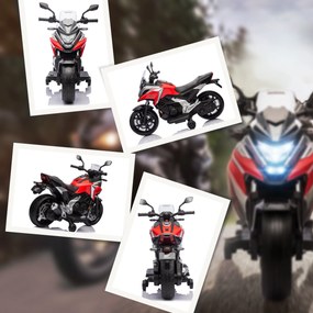 AIYAPLAY 12V dětská motorka s MP3, USB, LED světlometem červená